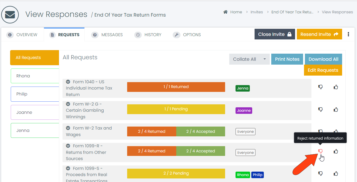 Approving or Rejecting Request Documents